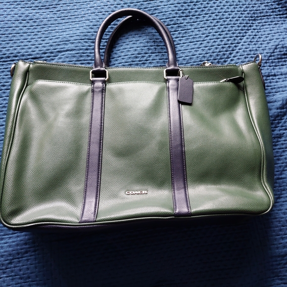 Coach | Bags | Coach Green Leather Mens Bag | Poshmark
